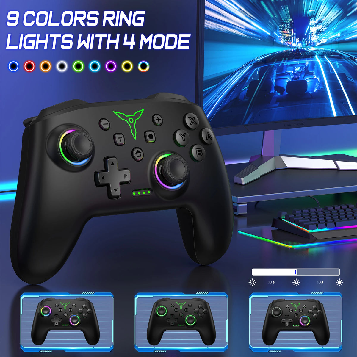 BEBONCOOL Q218 Wireless RGB Switch Controller For Nintendo Switch/OLED ...