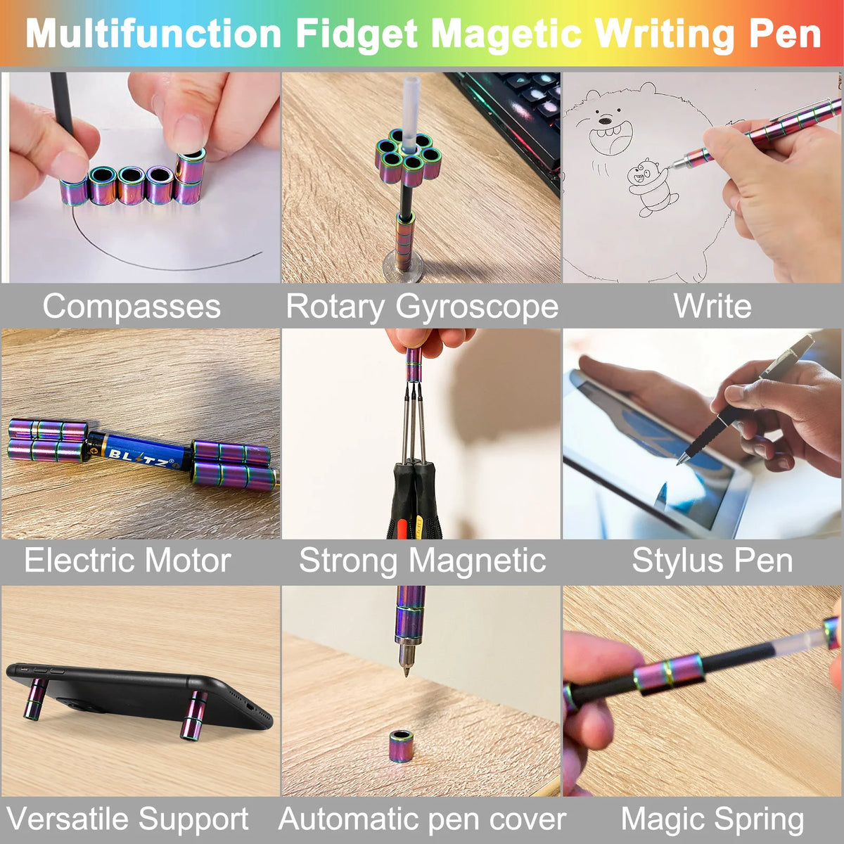 Magnetic Metal Fidget Pen With Colorful Magnet Balls Multifunctional ...