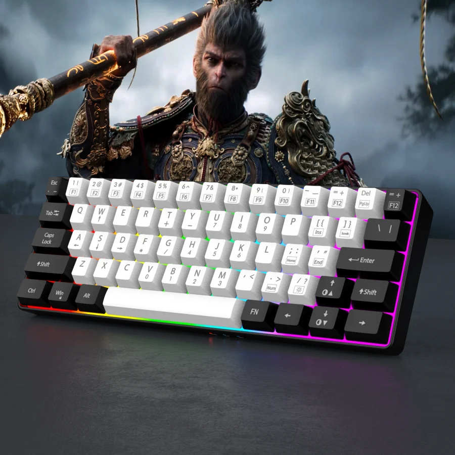 60% wired gaming keyboard, RGB backlight ultra compact mini keyboard ...